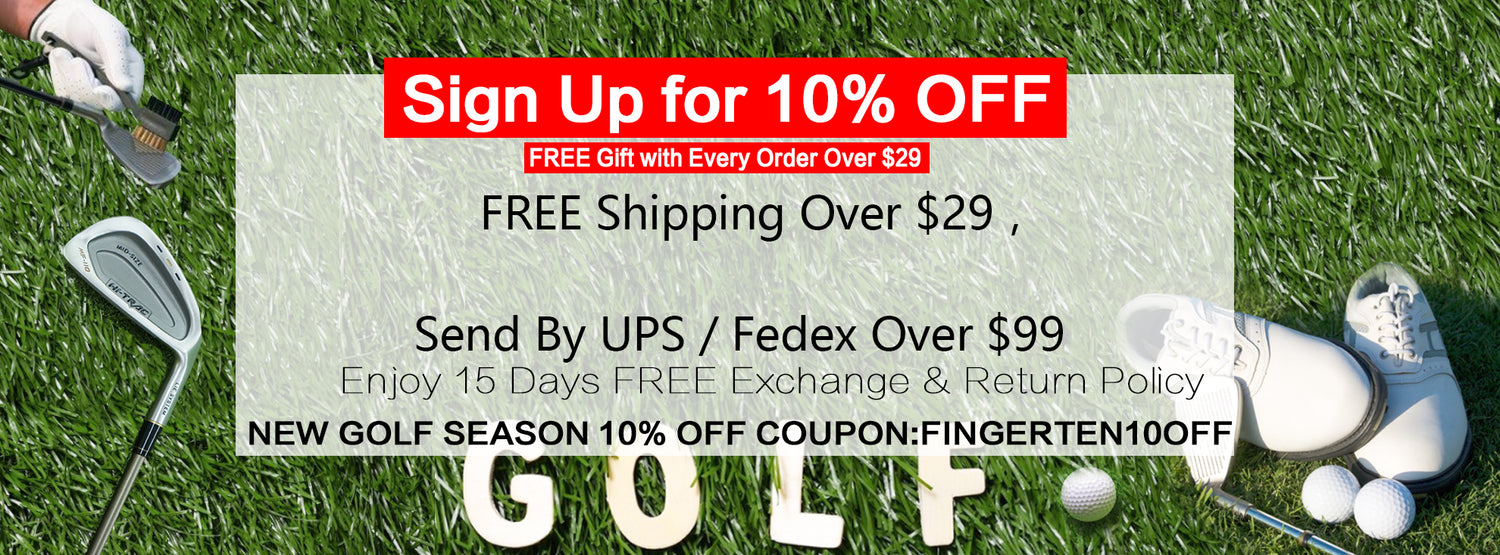 FINGER TEN Sport | Value Golf Home | Gloves, Tees, Balls, Trainer Aids