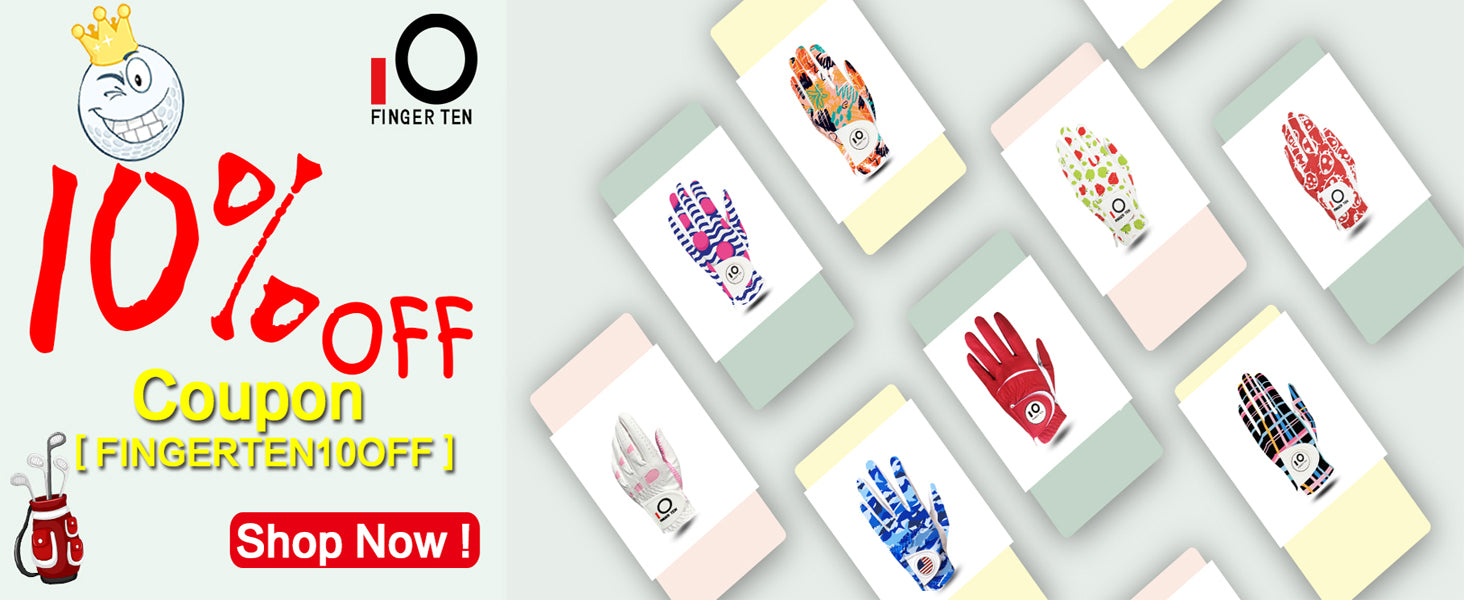 FINGER TEN Sport | Value Golf Home | Gloves, Tees, Balls, Trainer Aids