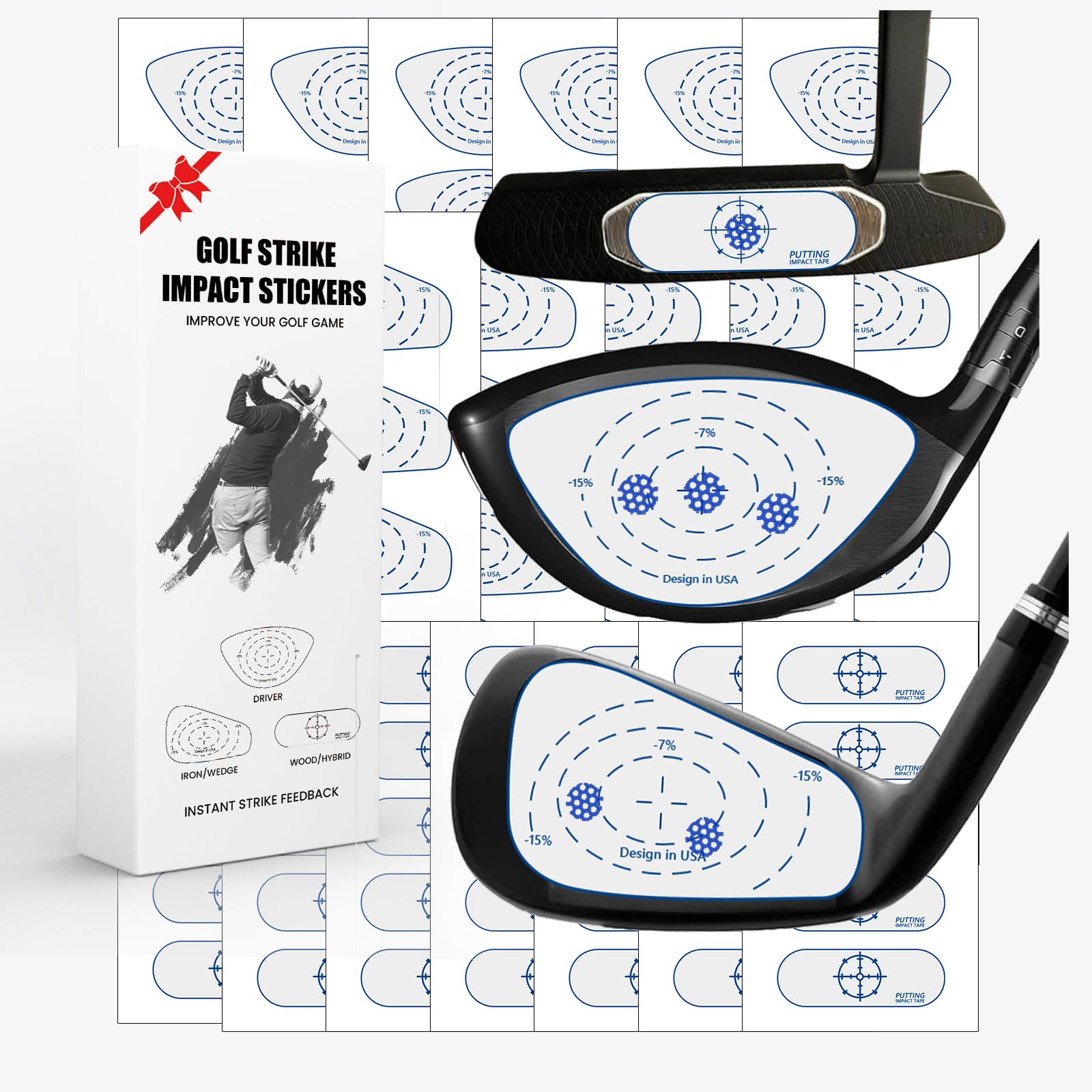 Golf Impact Tape Stickers for Driver Woods Irons Putters Self-Teaching ...