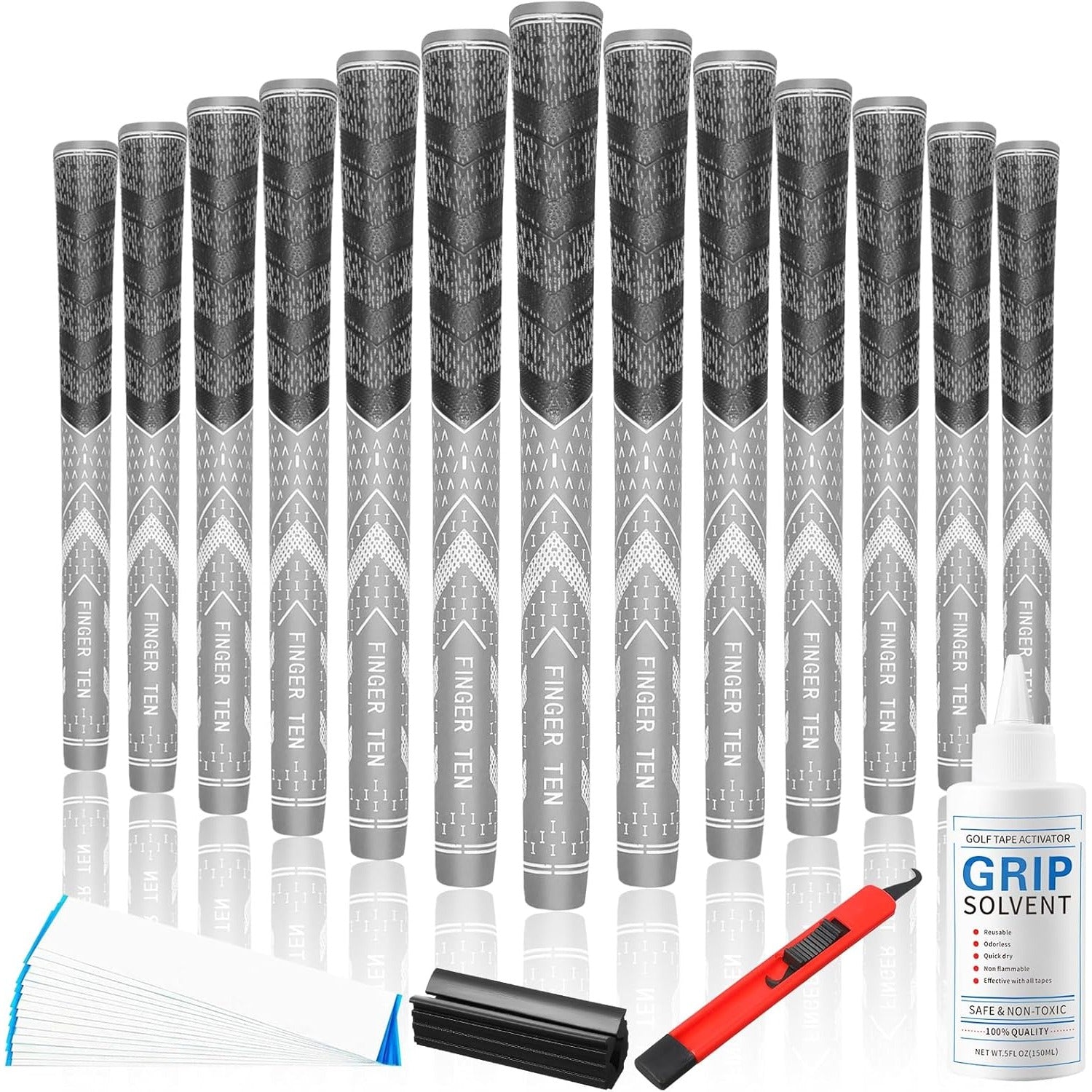 Golf Grips 13 Pcs Multi Compound with Solvent Tapes Full Kits – FINGER TEN