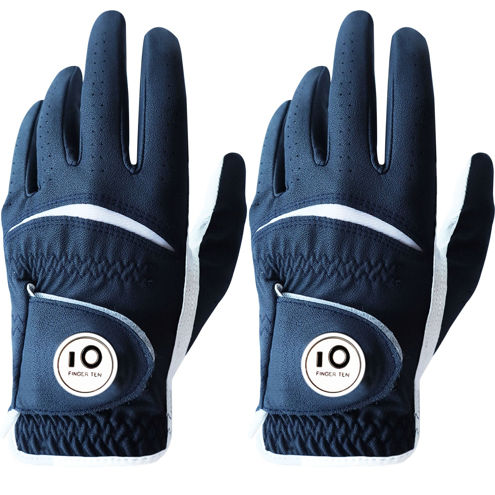 Golf Gloves Men Colourful Leather with Ball Marker 2 Pack – FINGER TEN