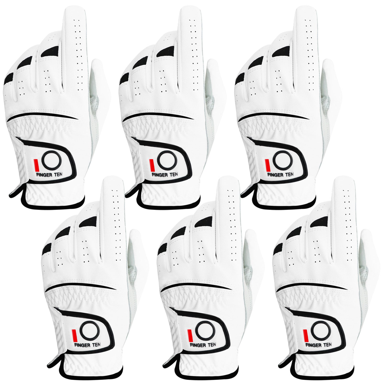 Golf Gloves Men 6 Pack All Weather Leather Grip – FINGER TEN