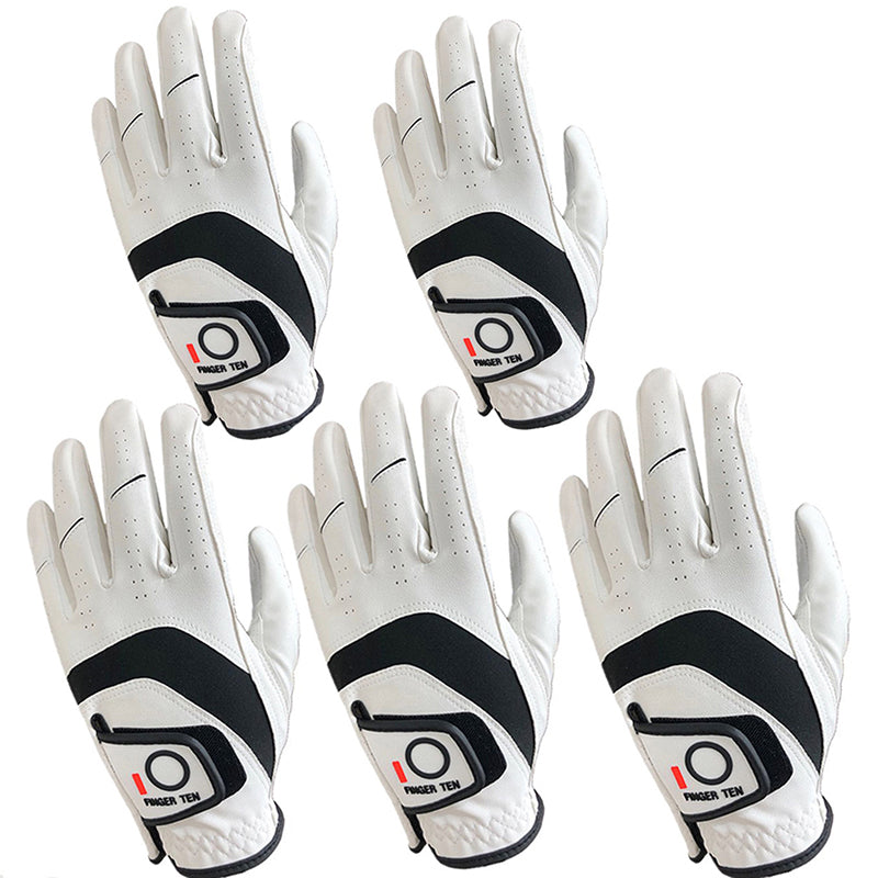 Golf Gloves Men Leather All Weather Grip 5 Pack – FINGER TEN